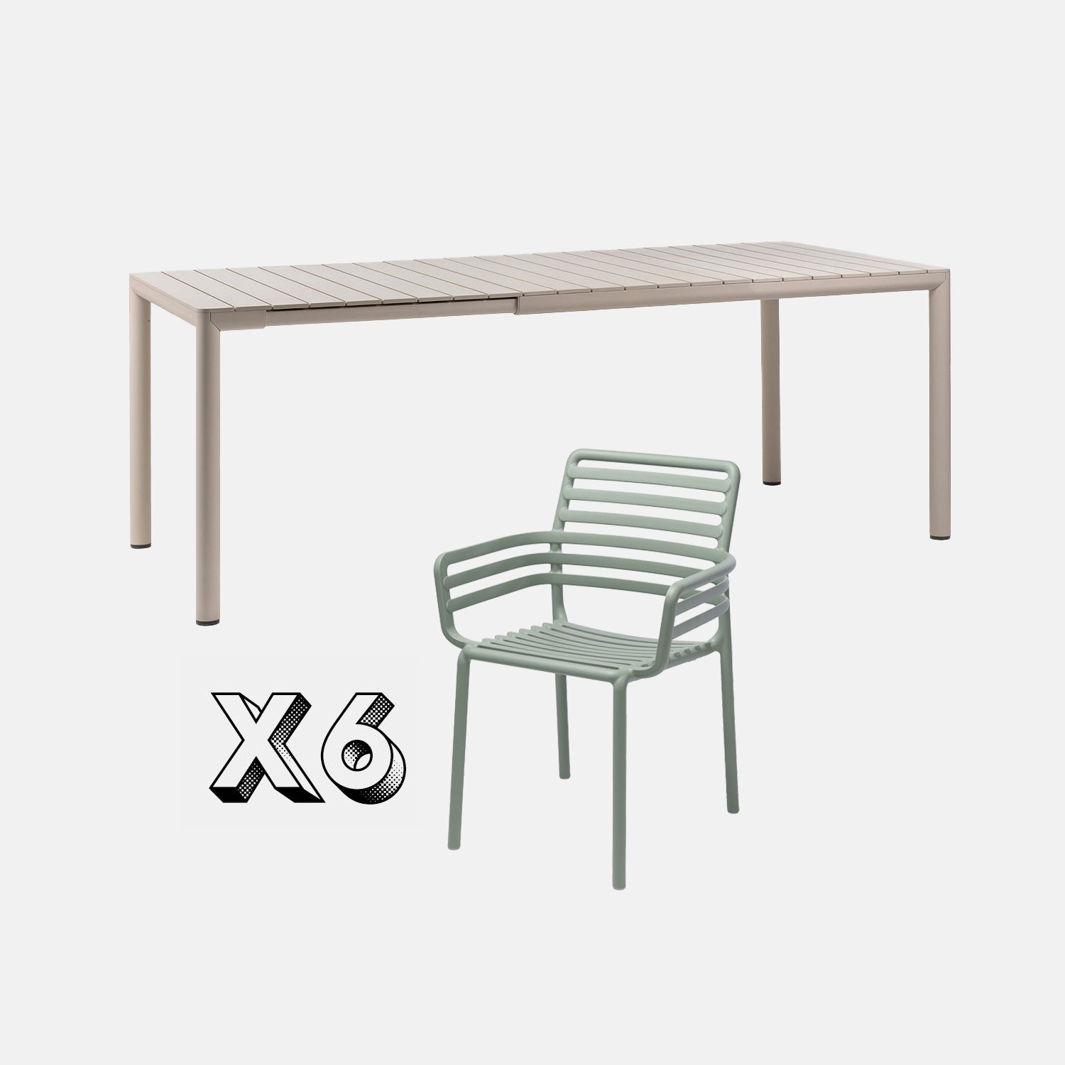 Tevere Outdoor Table & x6 Doga Armchair Set | Nardi Outdoor | Norwich ...
